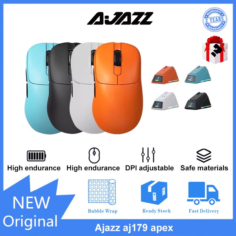 Ajazz aj179 apex Wireless Three mode Right hand เมาส์เกม E-sports PAW3950/PAW3395แท่นชาร์จโปร ...