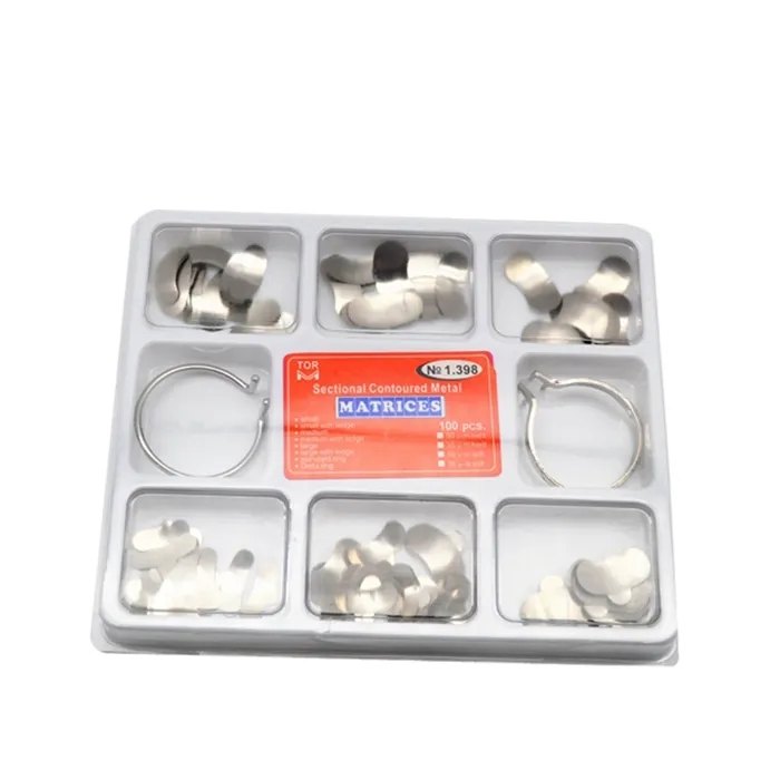 100 ชิ้น/กล่องสแตนเลสโลหะ Suprgingival Ivory Dental Matrix Bands ...