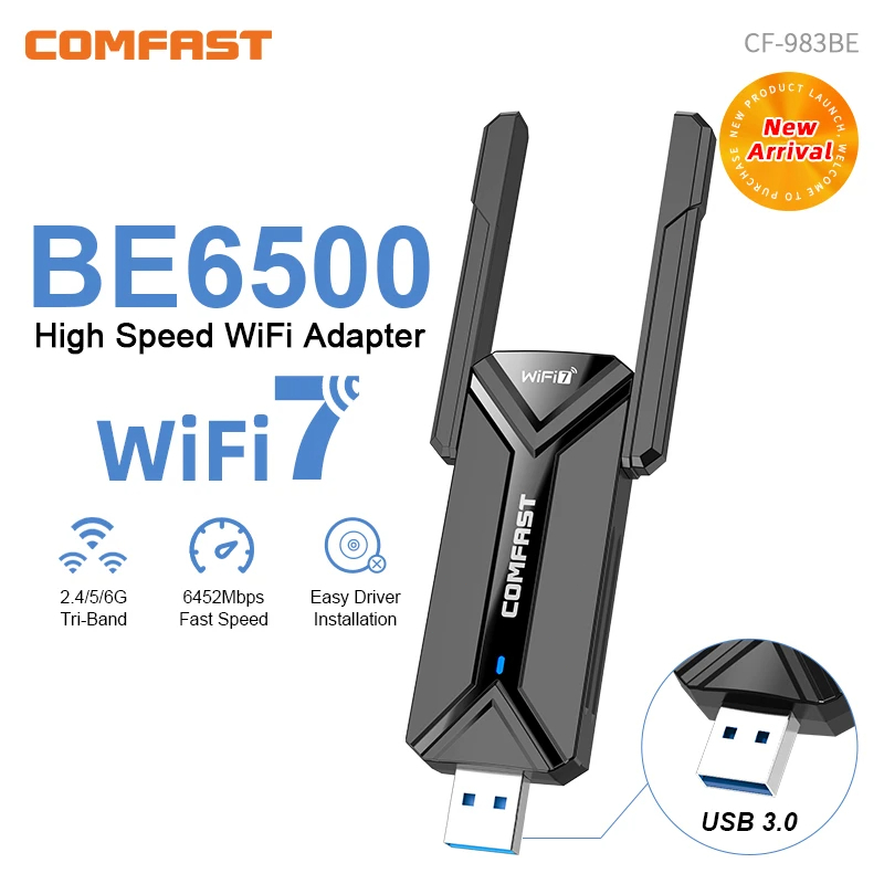 COMFAST World Premiere USB WiFi7 อะแดปเตอร์ 6500M 6G & 5G & 2.4G WiFi ...