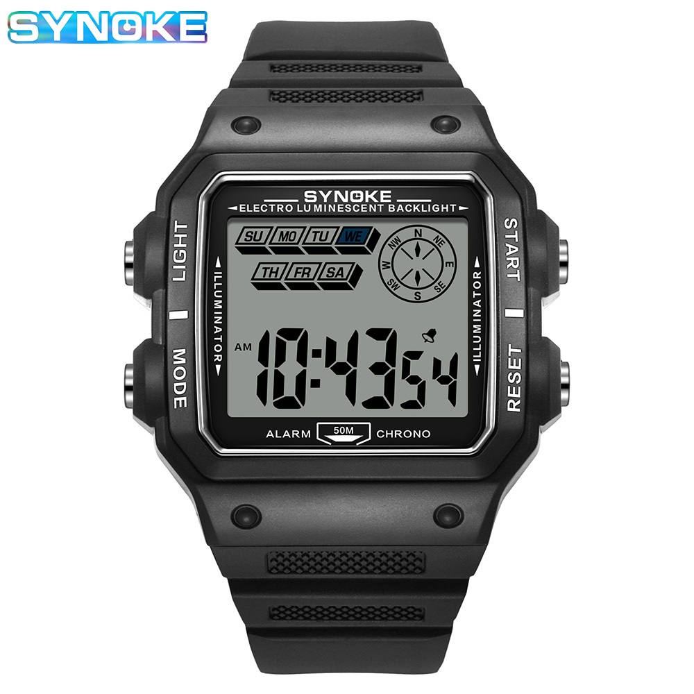 SYNOKE นาฬิกาผู้ชายจอแสดงผล LED นาฬิกากีฬาทหารดิจิตอล | Shopee Thailand