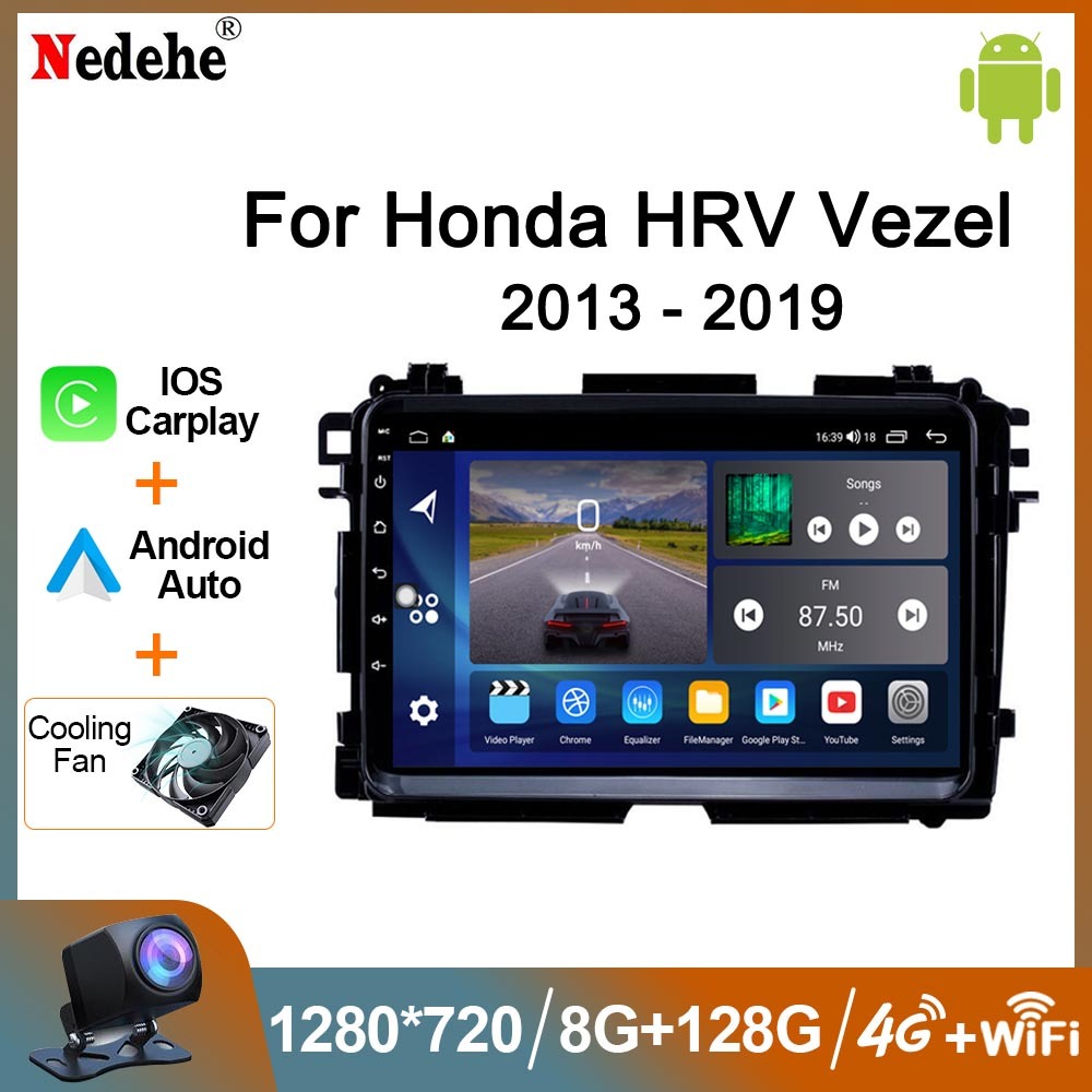 2 Din รถวิทยุสเตอริโอ Android 12 Wireless Carplay สําหรับ Honda HRV H RV Vezel XRV 2013- 2018 ...