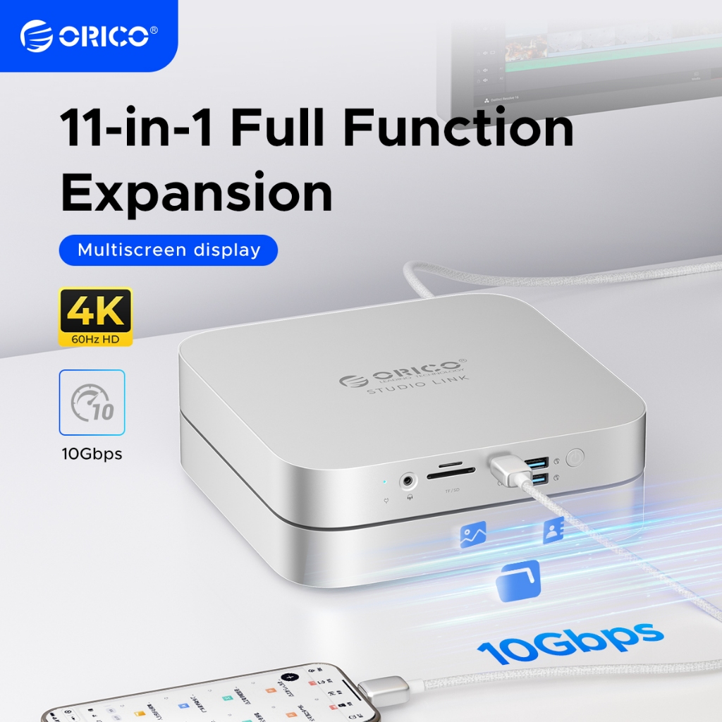 Orico StudioLink 8K@30Hz USB C HUB 10Gbps Docking Station 4K@60Hz Multi ...