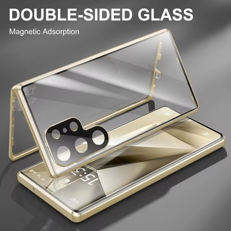 360° โลหะกระจกสองด้าน Snap Lock เคสโทรศัพท์สําหรับ Samsung Galaxy S24 ...
