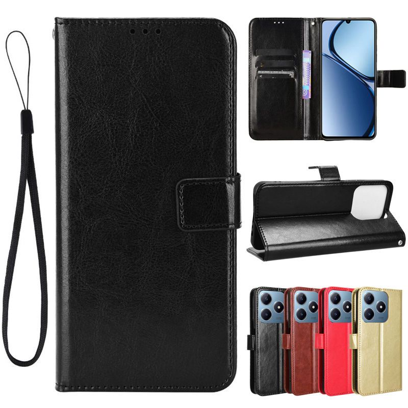 สําหรับrealme C61 RMX3933 / C63 RMX3939 กรณีผู้ถือหนังกระเป๋าสตางค์ ...