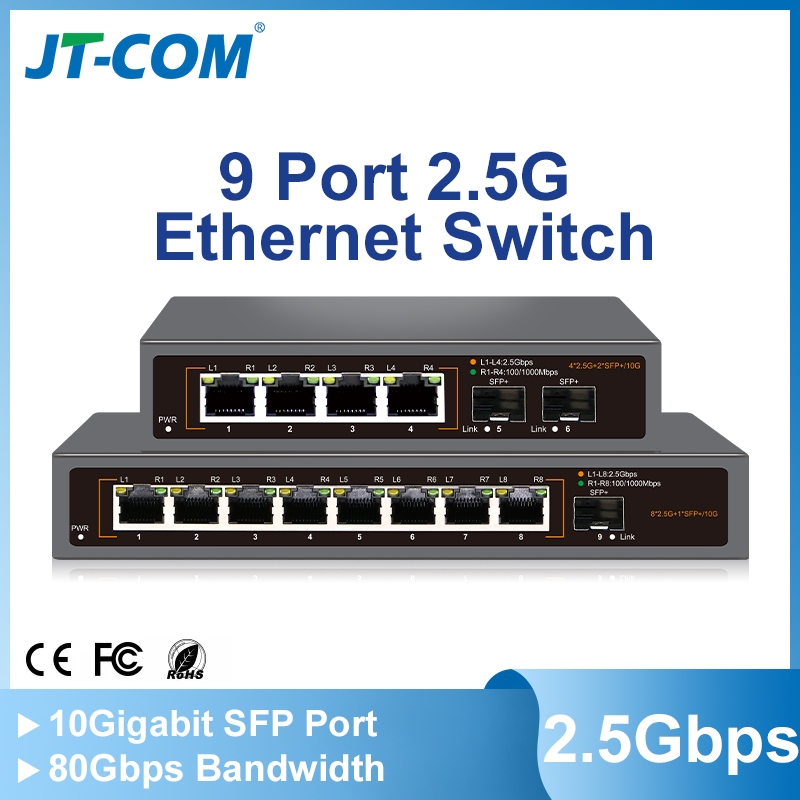 JT-COM 4-Port / 8-Port 2.5Gb Ethernet Switch 10G SFP + Uplink Plug and ...