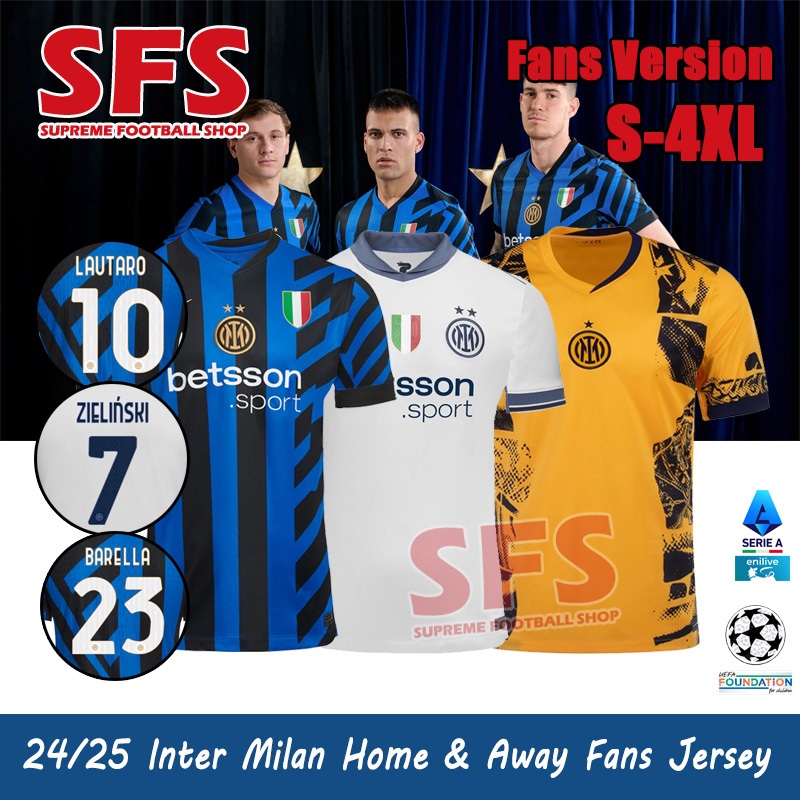 SFS คุณภาพสูง 24-25 Inter Milan ฟุตบอลเสื้อฟุตบอล Home Away เสื้อยืด ...