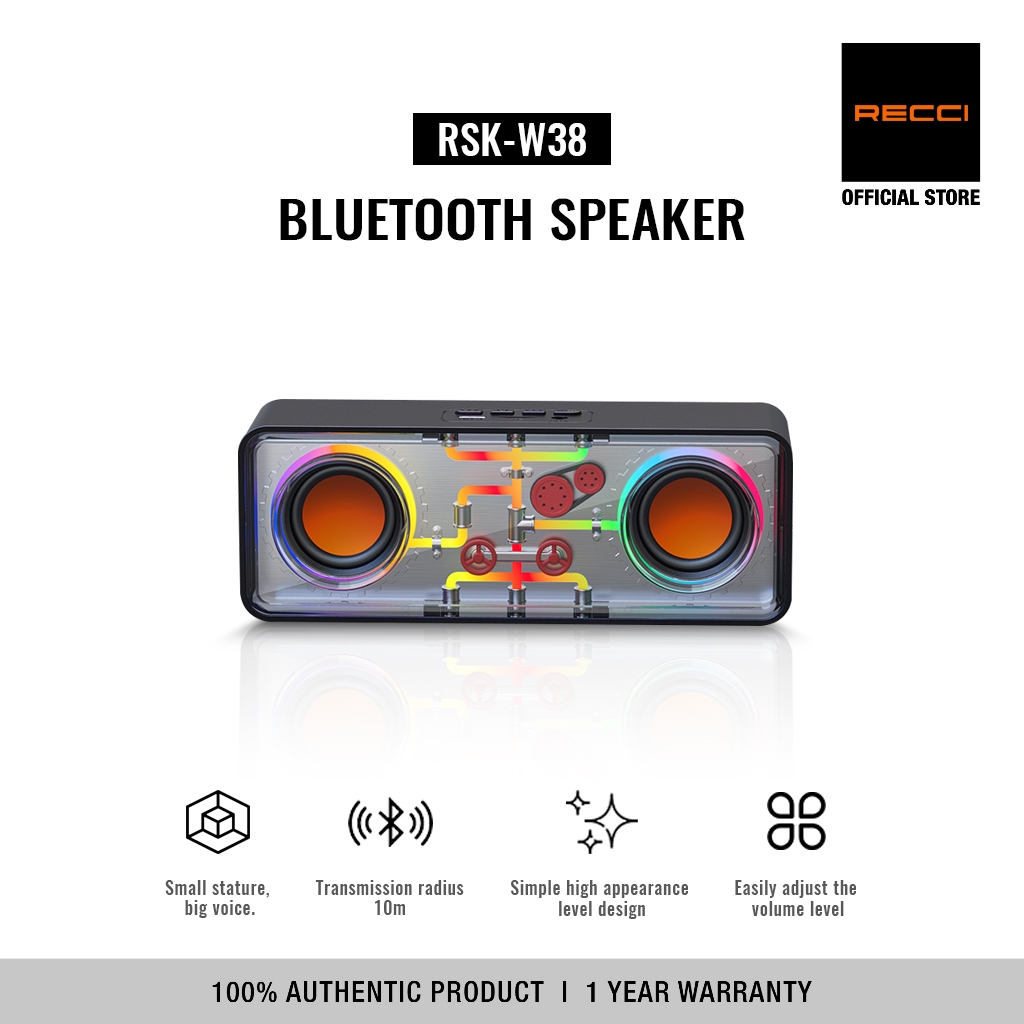 Recci RSK-W38 Bluetooth speaker ลําโพงไร้สายสถานีอวกาศรุ่นไร้สาย 5.3 เอฟเฟกต์แสง RGB รองรับ AUX ...