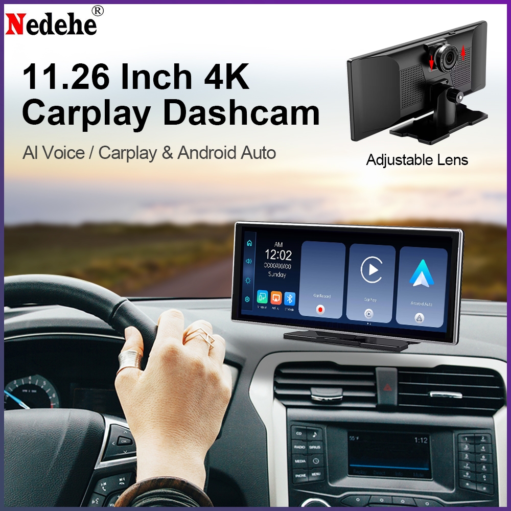 11.26 "4K Dash Cam Wireless Carplay Android Auto Monitor รถ DVR กล้อง ...