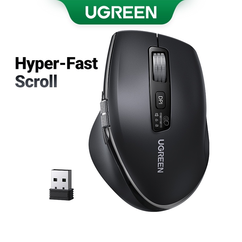 Ugreen Hyper-Fast Scroll เมาส์ไร้สายบลูทูธ 5.4 2.4G Ergonomic 5000DPI ...