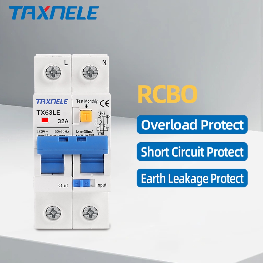 Rcbo 230V 2P Residual Current Circuit Breaker MCB Overload Short ...