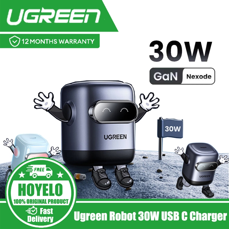 Ugreen Robot 30W USB C Charger GaN PD Fast Charger Block Compact Wall ...