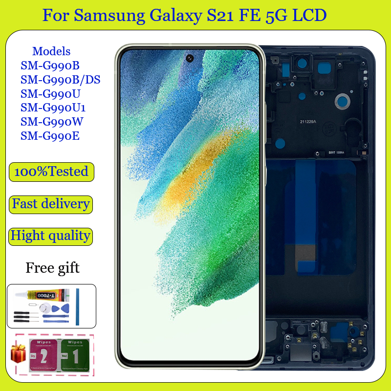 Original AMOLED สําหรับ Samsung Galaxy S21 FE 5G หน้าจอสัมผัส LCD พร้อม ...
