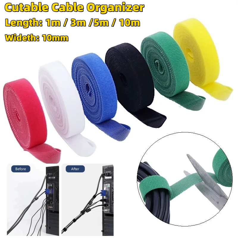 5m Data Cable Organizer Reusable ที่ถอดออกได้ Fastening เทปสายผูก Hook ...