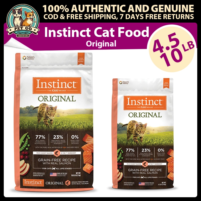Instinct Original Grain Free Recipe with Real Salmon Natural Dry Cat Food, 4.5 lb. กระเป๋า/10 ...