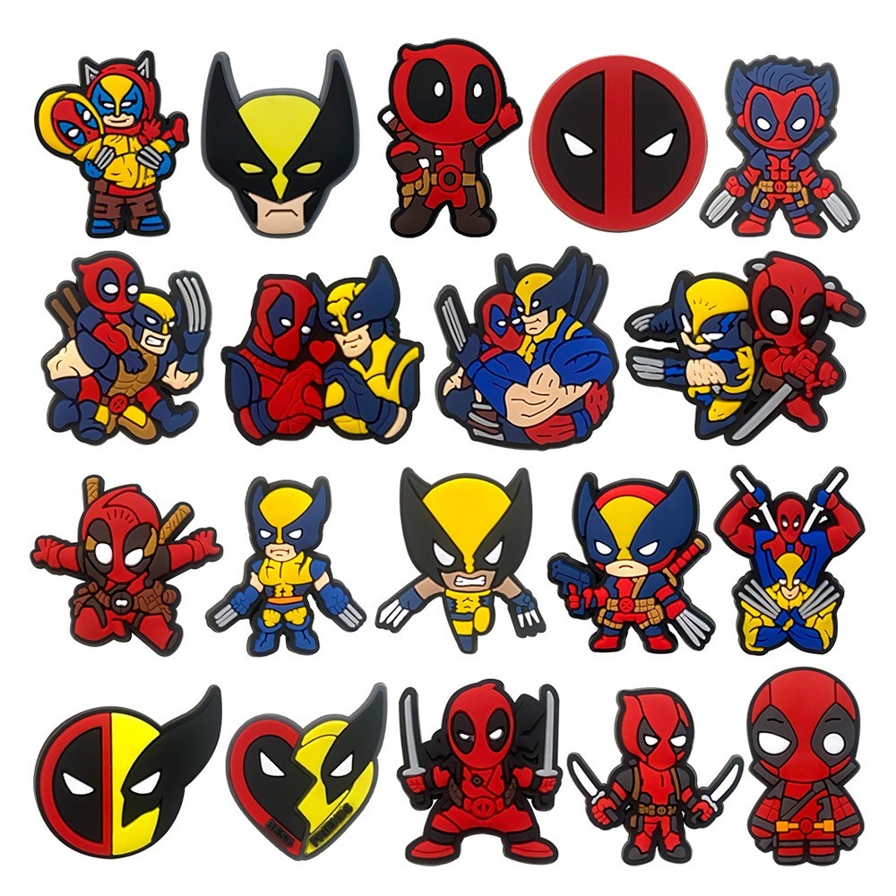 Hot Jibbitz 1pcs Superhero Deadpool Wolverine Crocs charms การ์ตูน Pin ...