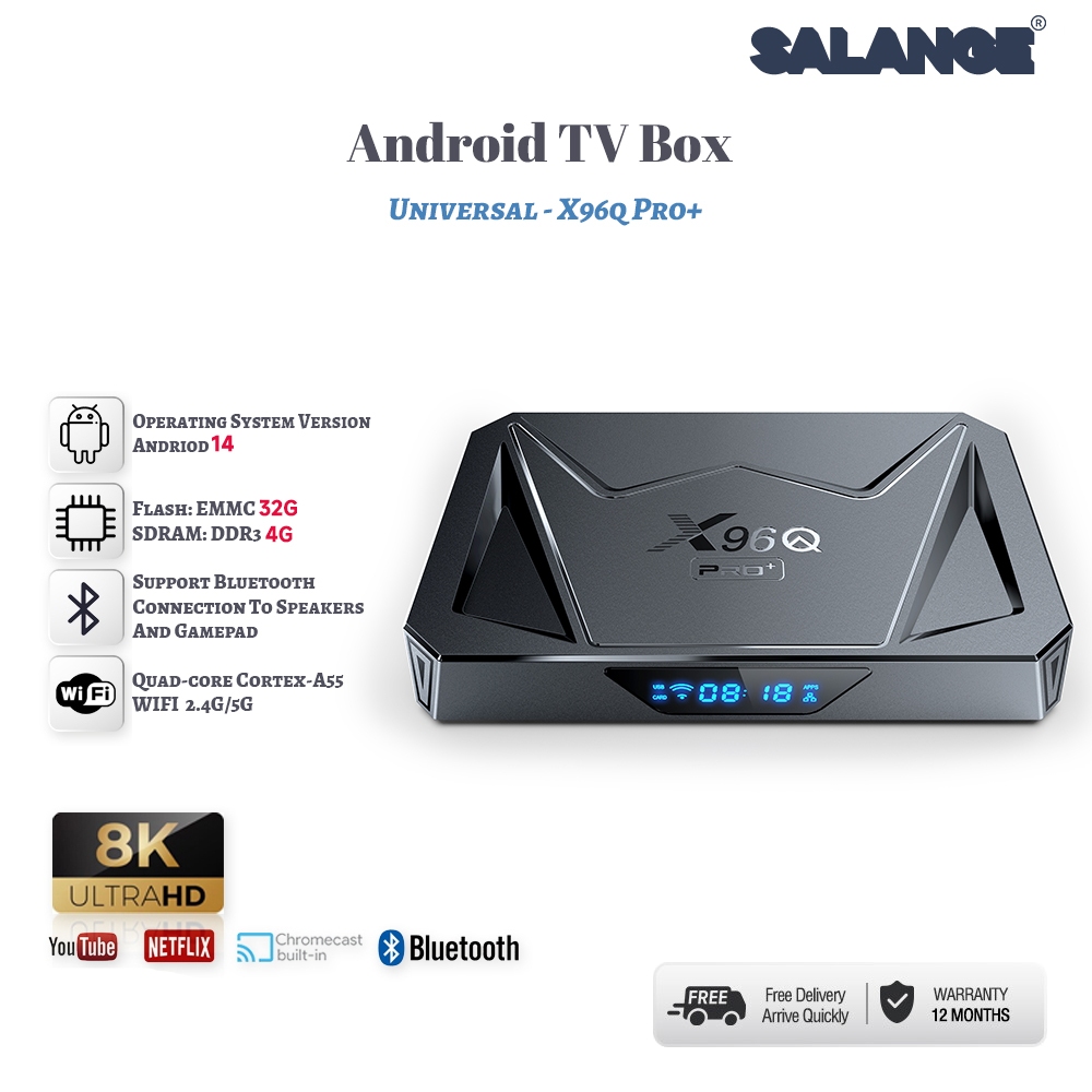 Salange X96q Pro+ Android 14 สมาร์ททีวีกล่อง Allwinner H728 Octa Core 2.4G/5G Wifi6 1000m Lan 2G ...