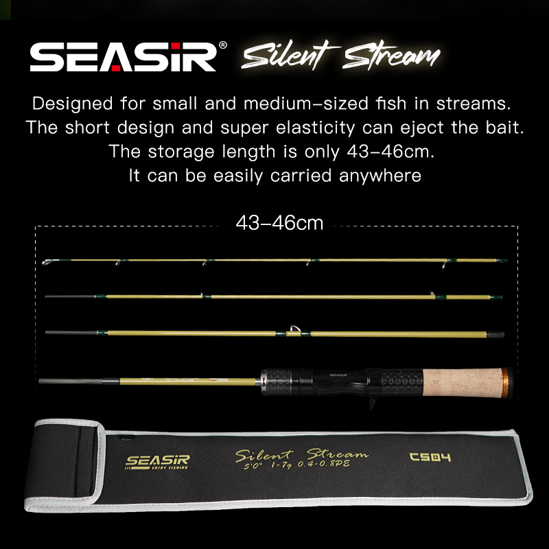 Seasir Silent Stream Ejection BFS 4 ส่วน Fihsing Rods คาร์บอนไฟเบอร์ ...