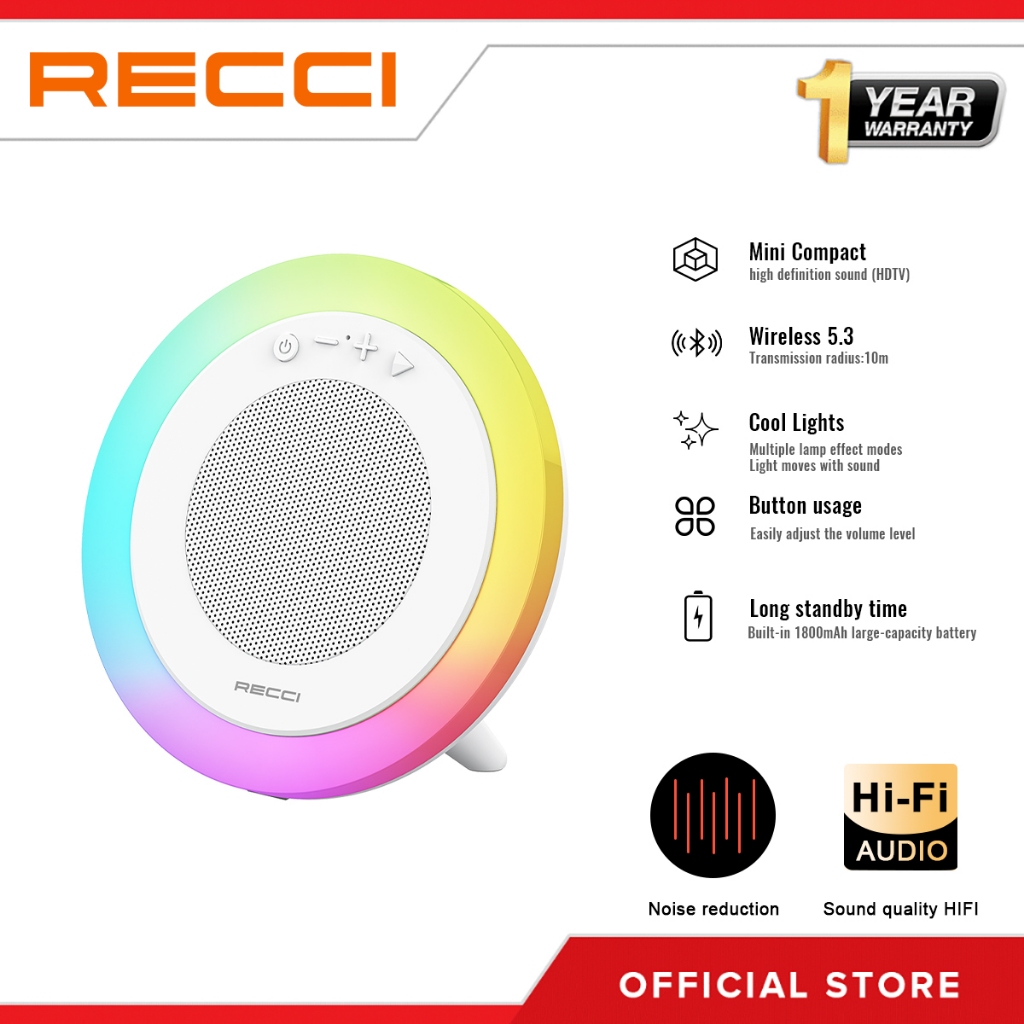 RECCI RSK-W42 Wireless Bluetooth speaker RGB ประสิทธิภาพแสง สนับสนุน บลูทูธ 5.3 รับประกัน 1 ปี ...