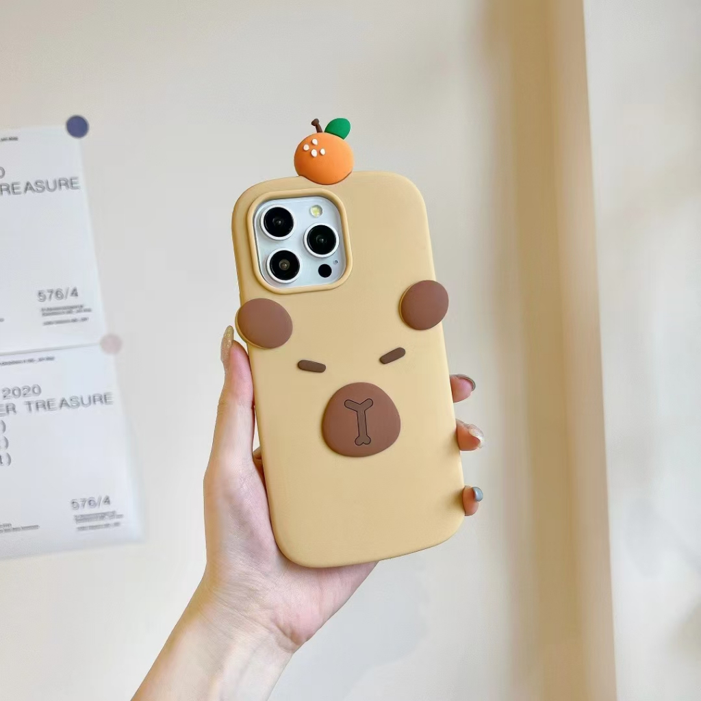 ใหม่การ์ตูนสามมิติแบน Kapibara iPhone 16 15 14 13 Pro MAX เคสโทรศัพท์ ...