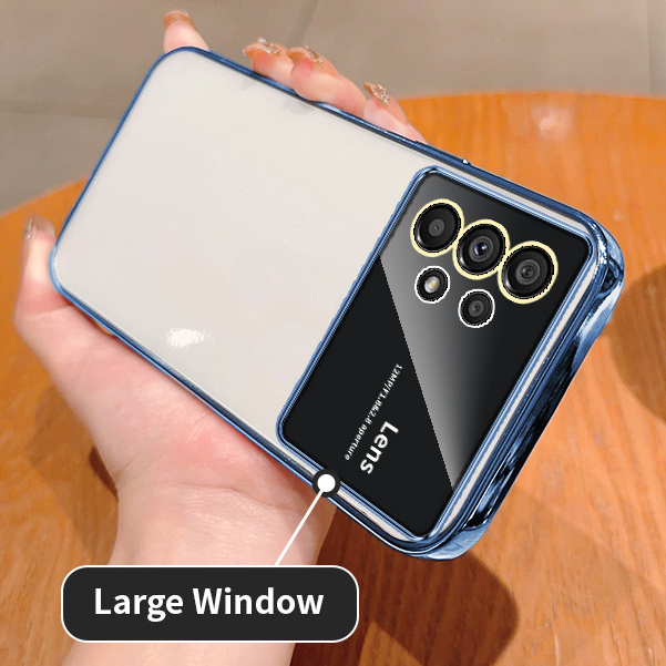 Electroplating โปร่งใสขนาดใหญ่หน้าต่าง Soft Case เหมาะสําหรับ Samsung Galaxy A04 05 05S 13 14 15 ...