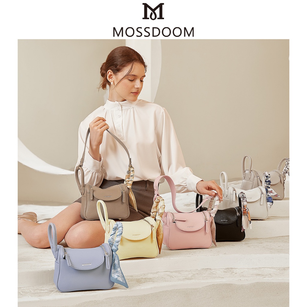 MOSSDOOM Zenith Bag กระเป๋าสะพายไหล่น้ำหนักเบา ซิปรูด2ด้าน เเถมโบว์ ...