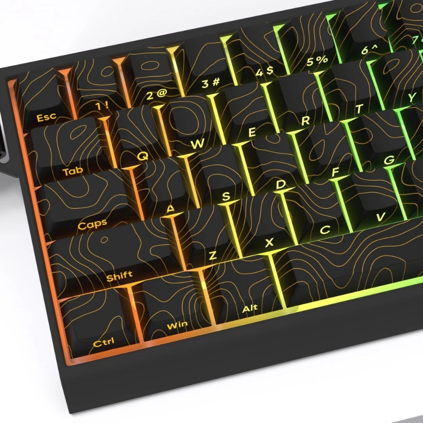 Voier 136 Keys Black Golden Line Dye-Sublimation Keycaps สําหรับ Cherry ...
