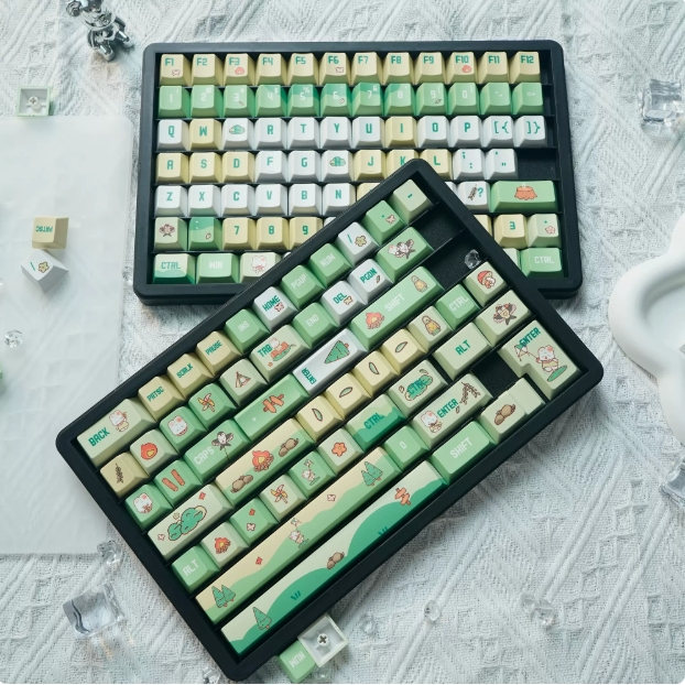 Meta Camping Green Keycaps PBT Cherry Profile Dy-sub 132keys การ์ตูน ...