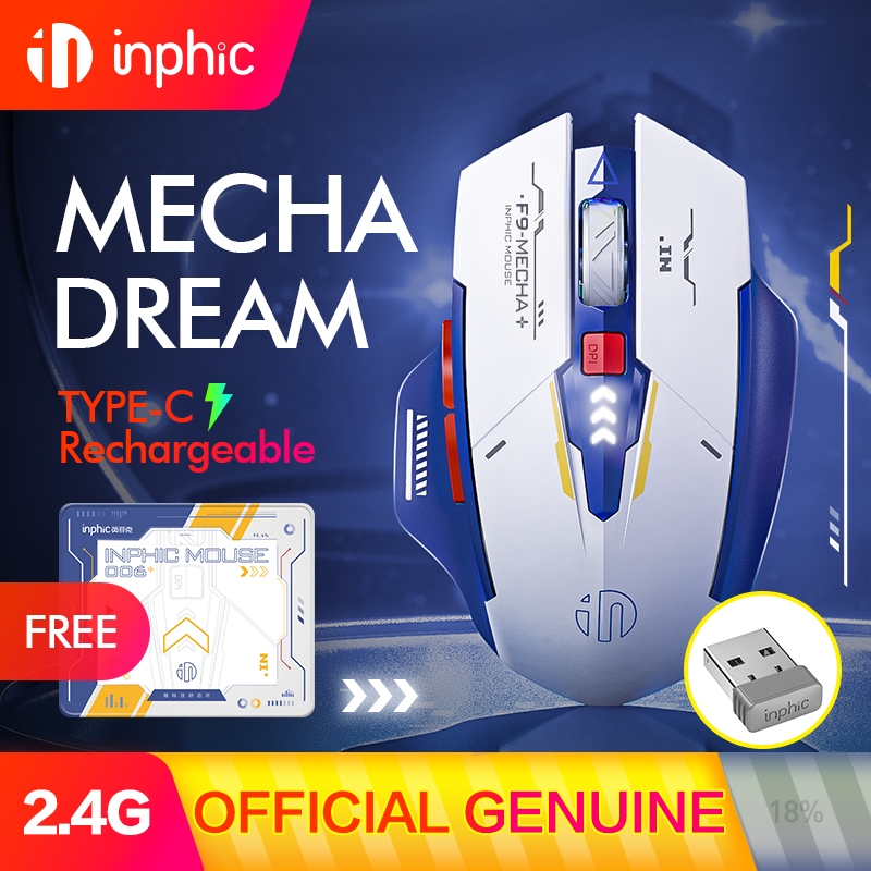 Inphic F9 เมาส์ไร้สาย 2.4G พร้อมตัวรับสัญญาณ USB 4 ระดับ DPI 2400DPI ...