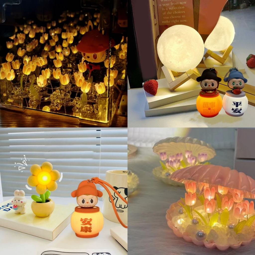 Labubu Lighting วัสดุ Handmade DIY โคมไฟทิวลิปไฟกลางคืนของขวัญตกแต่ง ...