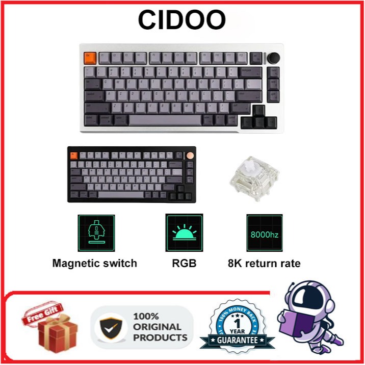 Cidoo C75 แบบมีสาย Magnetic switch คีย์บอร์ดแบบกลไกอลูมิเนียมปะเก็น ...
