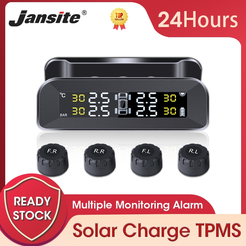 Jansite เครื่องวัดความดันลมยางรถยนต์ พลังงานแสงอาทิตย์ TPMS หน้าจอ LED ...
