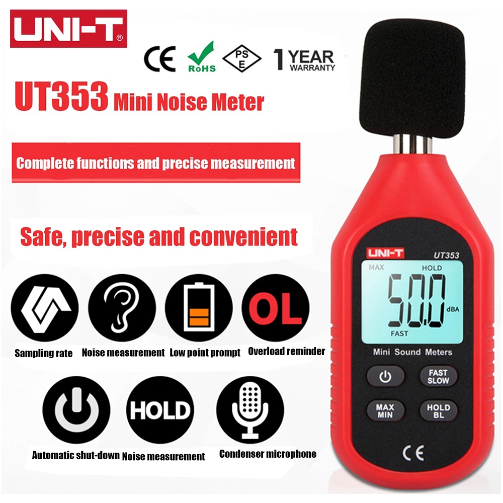 Uni-t UT353 Mini Digital Sound Level Meter Decibel Meter เครื่องตรวจจับเสียงเสียงวินิจฉัย ...