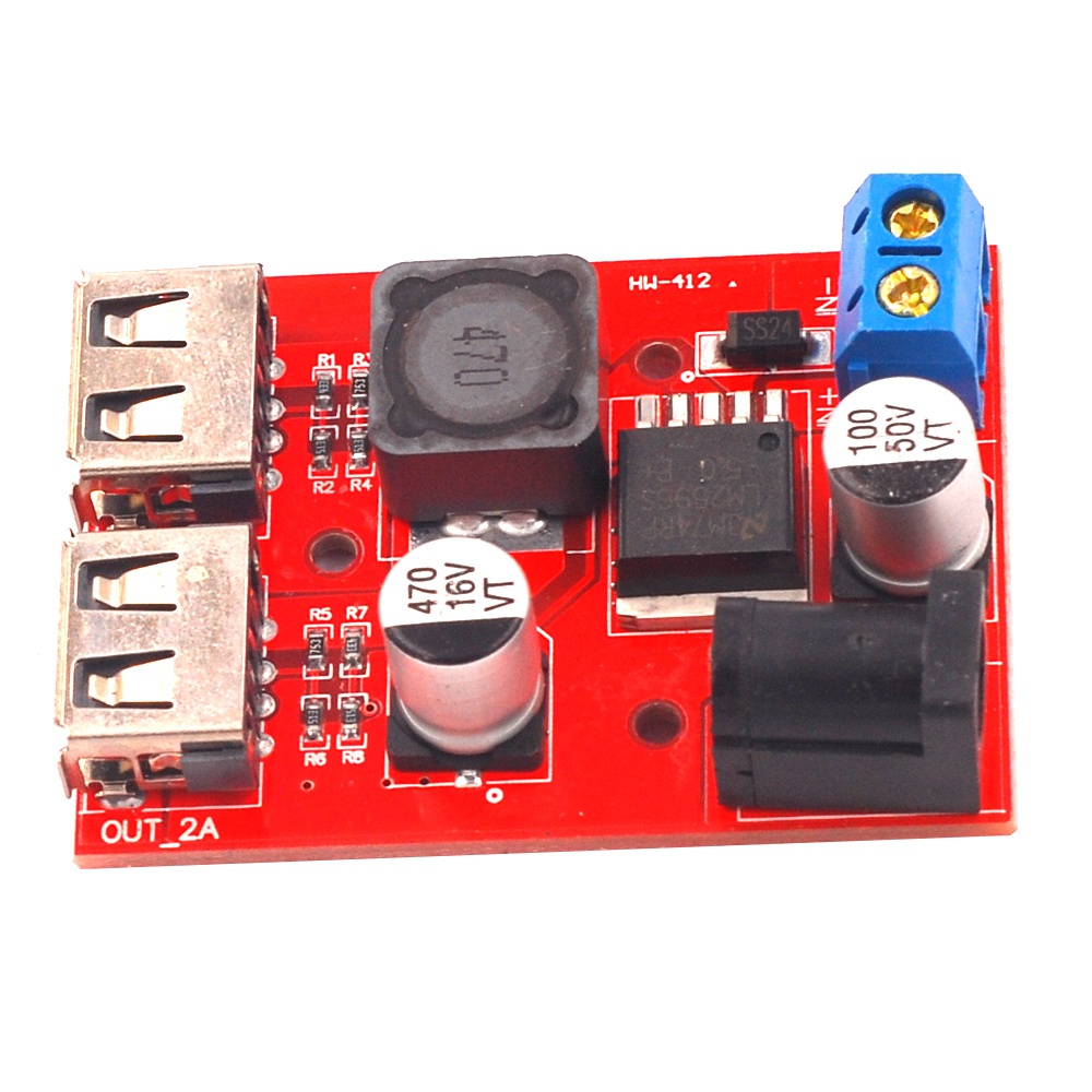 Lm2596 LM2596S Dual USB DC-DC 9V 12V 24V 36V ถึง 5V 3A Step Down Buck Converter Board Car ...