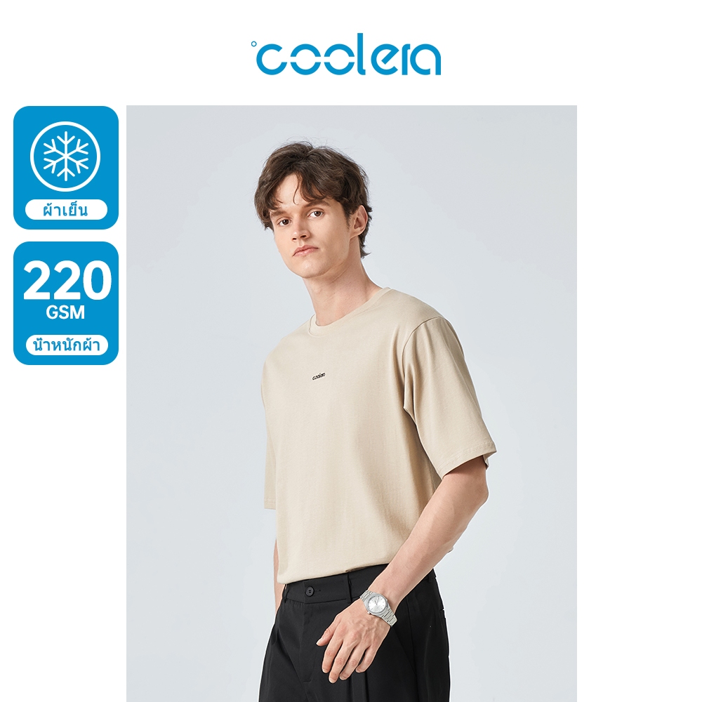 Coolera เสื้อยืดผู้ชายคอกลม วินเทจ ความหนาแน่นสูง เย็บปักถักร้อย เย็น ...