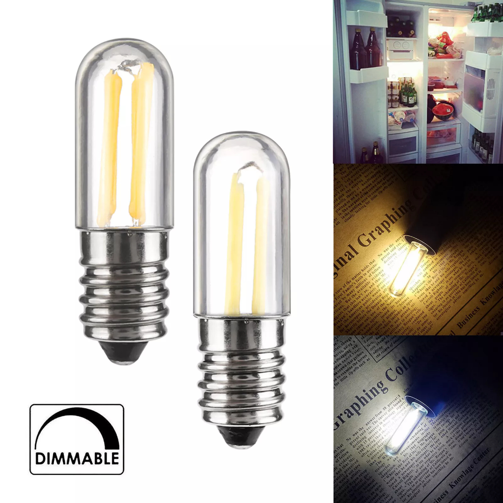 E14 E12 LED Filament หลอดไฟหรี่แสงได้ COB หลอดไฟ 1W 2W 3W โคมไฟตู้เย็น 220V | Shopee Thailand