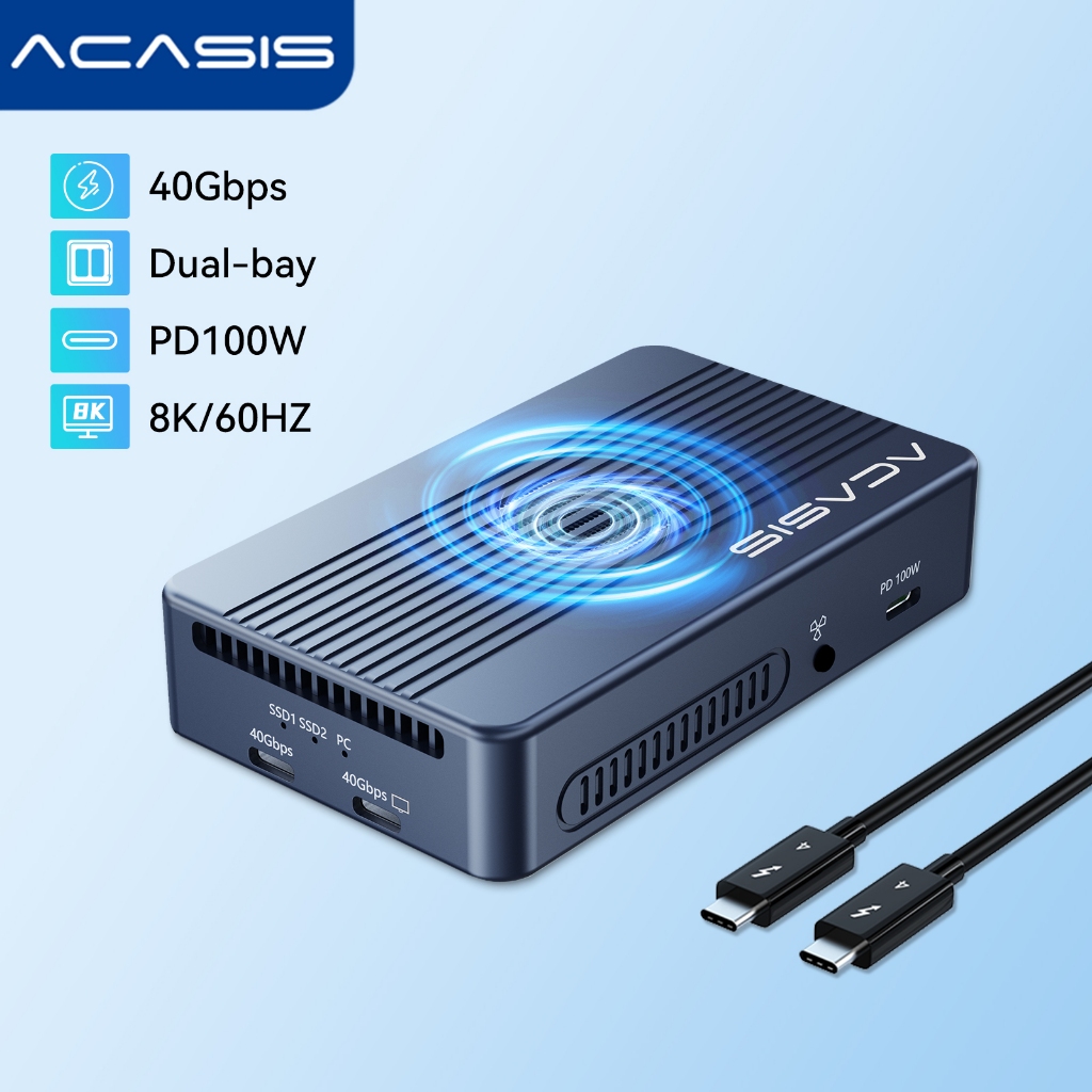 Acasis Thunderbolt4 40Gpbs RAID Dual Bay Enclosure M.2 NVME SSD Hard ...