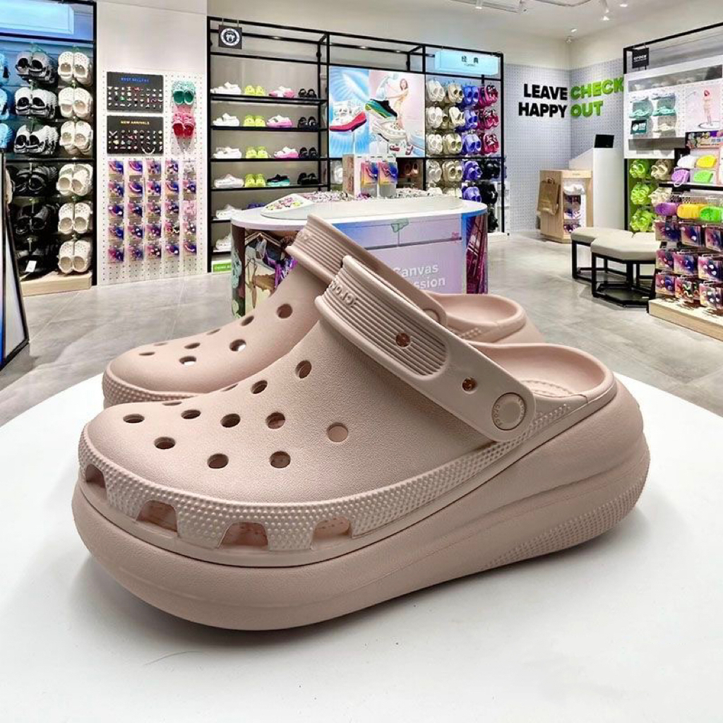 Crocs Crush Shimmer Clog Pink Shiny crocs สําหรับผู้หญิงรองเท้าชายหาด ...