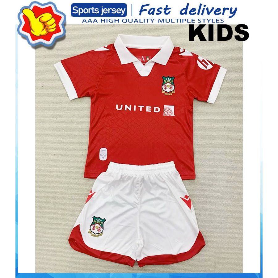 Kids Kit Wrexham 2024 25 Home Suit เสื้อฟุตบอลปรับแต่งได้ | Shopee Thailand