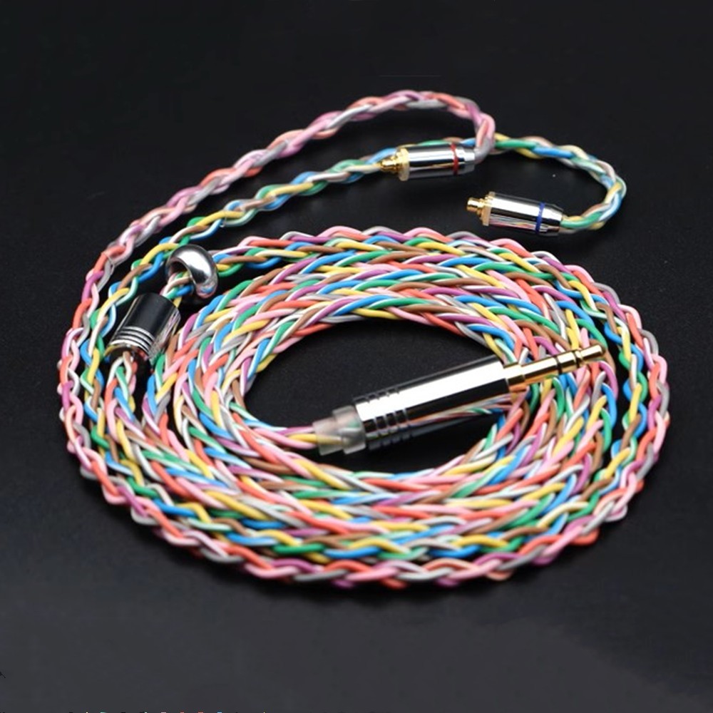 Fengru 8 Core คริสตัลเดี่ยวชุบเงิน สายสีรุ้ง 3.5/2.5/4.4 มม. พร้อม MMCX ...