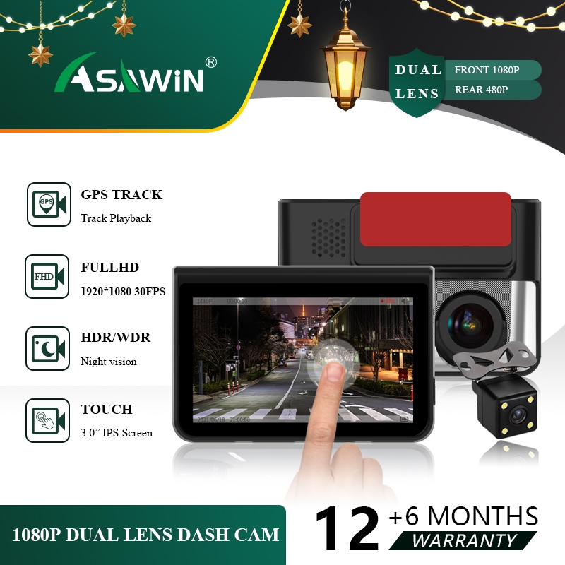 1080p GPS track Dash Cam สําหรับกล้องติดรถยนต์ Dvr Full HD 3.0 นิ้ว IPS ...