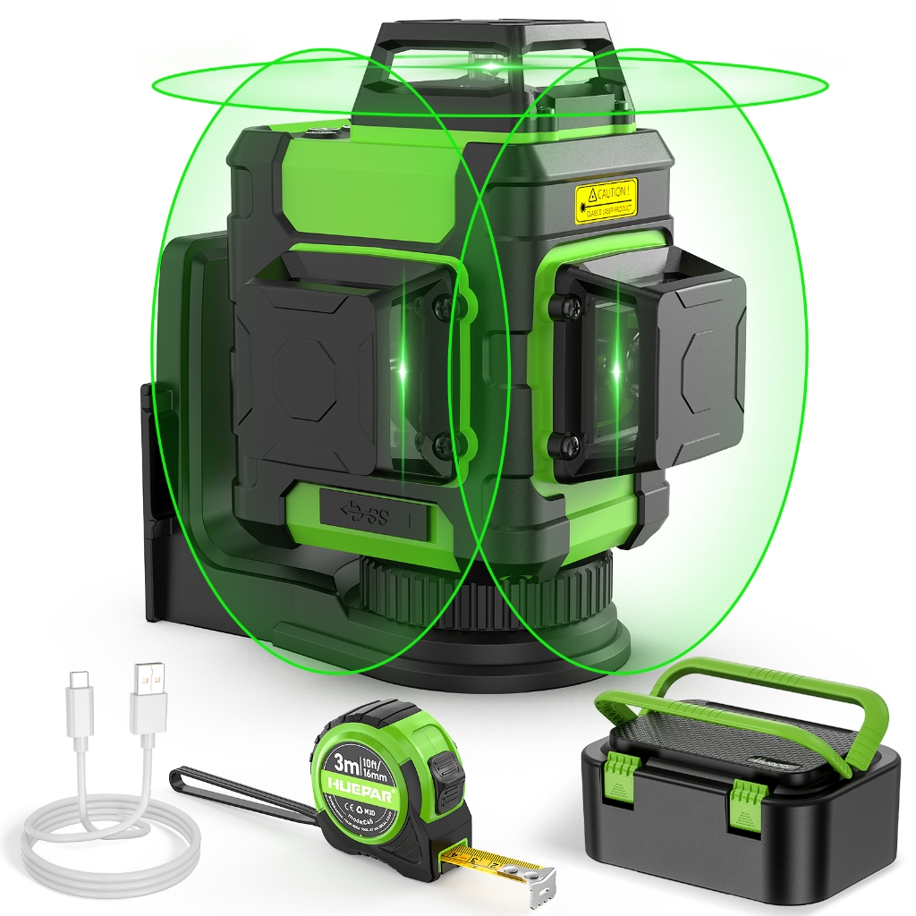 Huepar 12 Lines Laser Level พร้อมไม้บรรทัดแบบยืดหดได้ 3D Cross Line ...