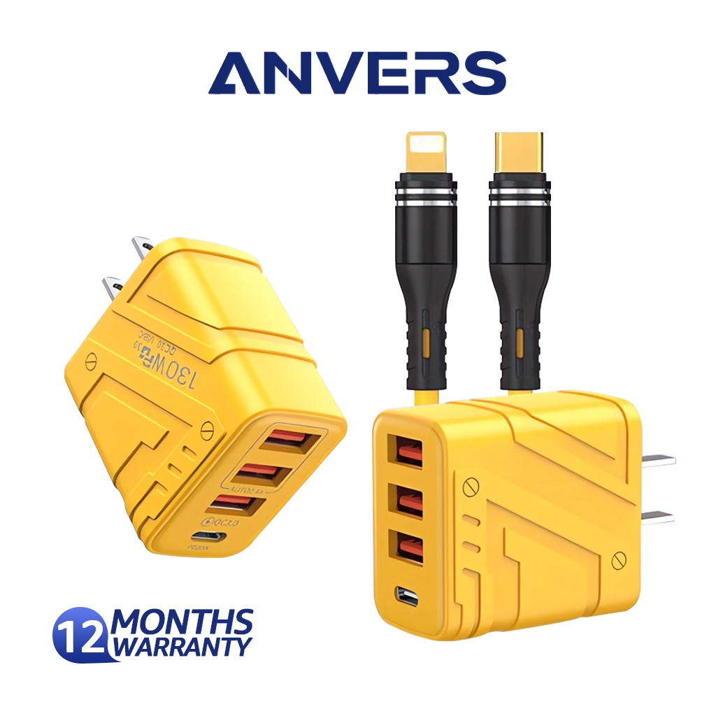 หัวชาร์จเร็ว 40W สี่พอร์ต, 3USB + 1PD, สามารถชาร์จได้อย่างชาญฉลาดในเวลา ...