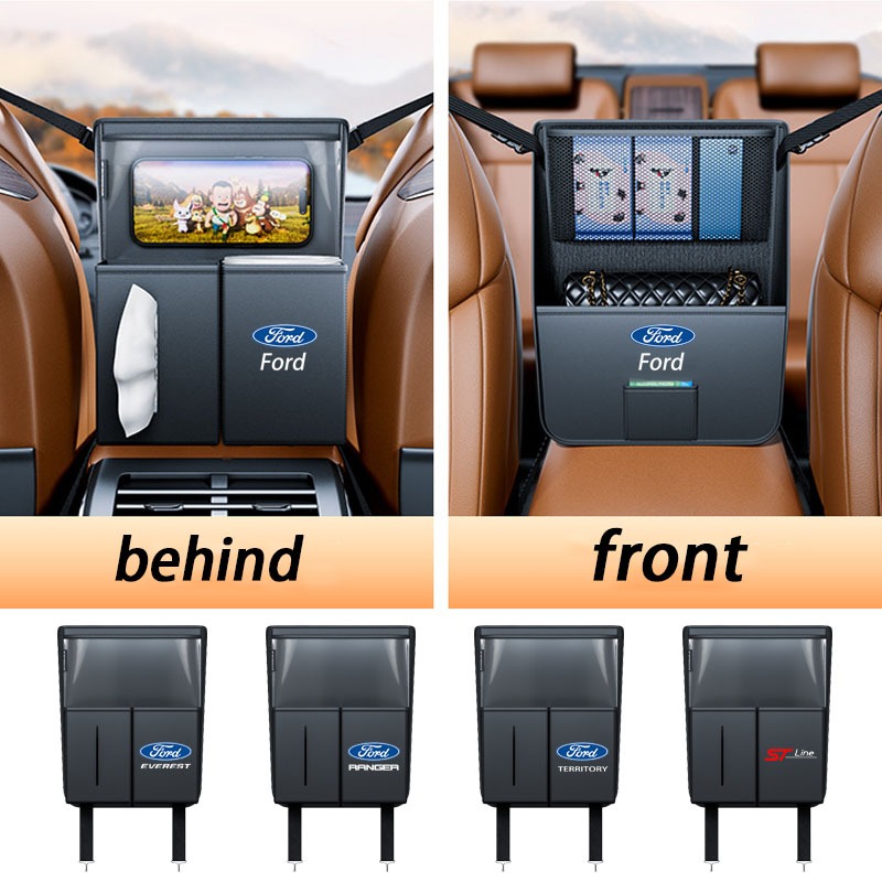 Ford car กระเป๋าแขวนหนังแท้คุณภาพสูงด้านหน้าของ Ford Car Seat, ถุงเก็บ ...