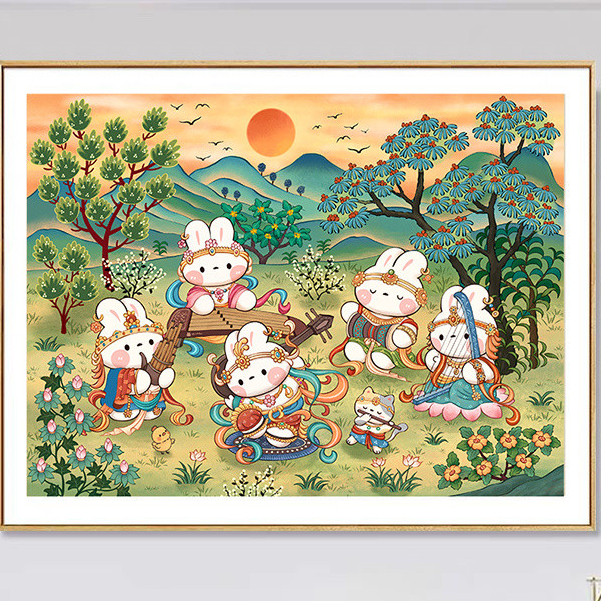 Dunhuang Rebound Pipa Rabbit Cross Stitch Set 2024 สไตล์ใหม่การ์ตูน ...