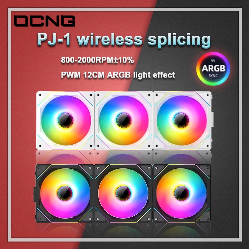 Ocng PJ-1 3in1 PC Cooling พัดลมประกบไร้สาย 12 ซม.ARGB กระจกรอบแสง 800 ...