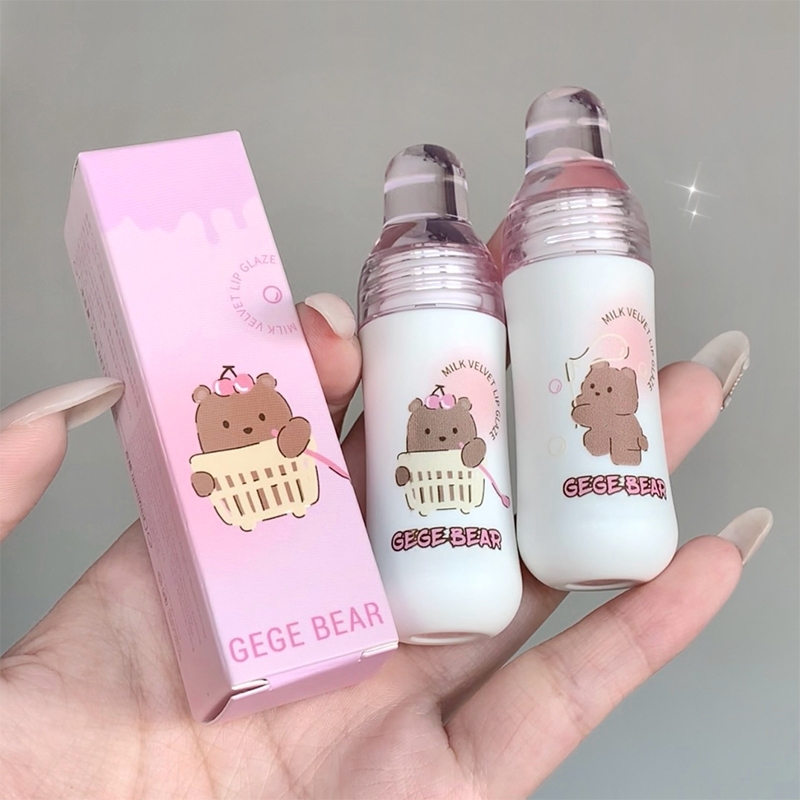 ขวดนม Lip Glaze GEGE BEAR Matte Velvet Smooth ลิปสติกกันน้ํา Non Stick ...