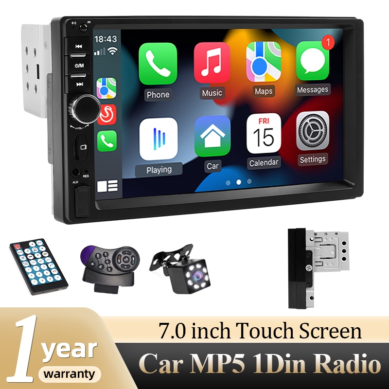 12v Central Multimedia Carplay Android Auto 1 Din 7 นิ้ว MP5 บลูทูธ USB/AUX/TF Mirrorlink พร้อม ...