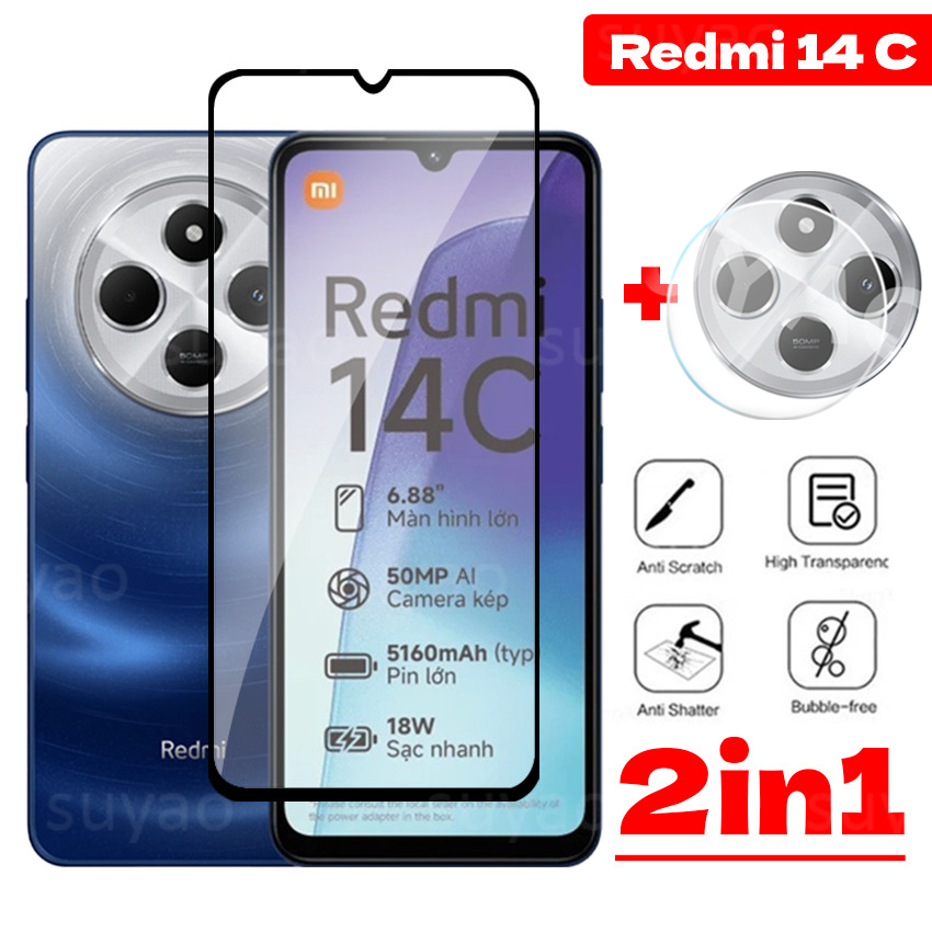 สําหรับ Xiaomi Redmi 14C 14 C 4G 2024 โทรศัพท์กระจกนิรภัยกาวเต็มรูปแบบ ...