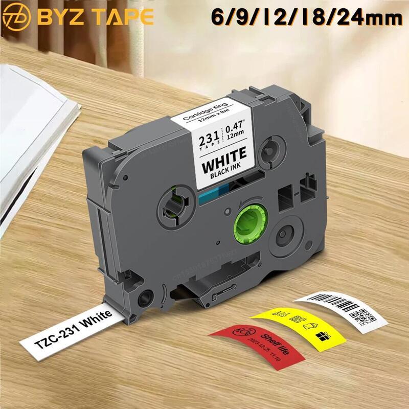 Tze231 ป้ายเทป 6/912/18/24 มม.สําหรับ Brother เทปลามิเนต tze231 tze241 ...