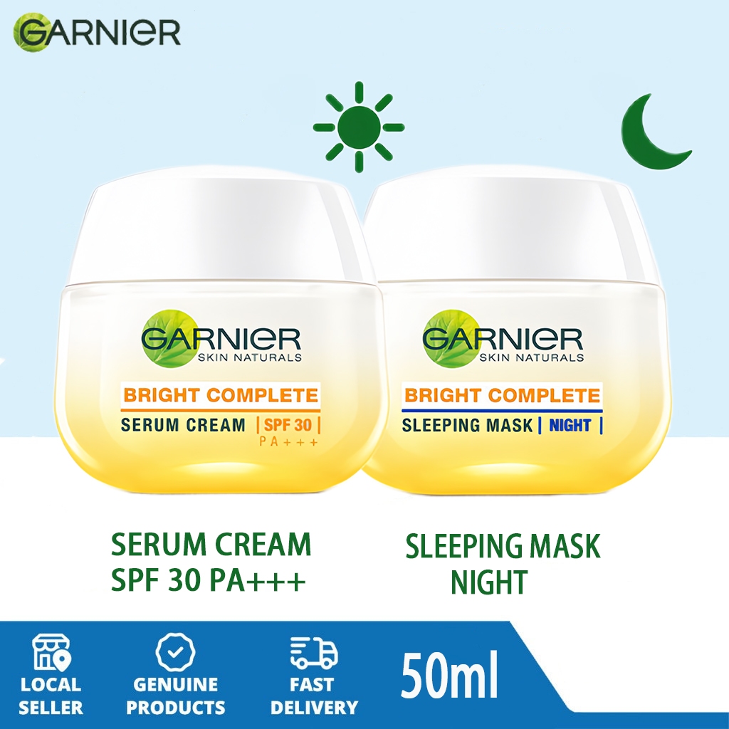 Garnier Bright Complete Vitamin C Serum Cream SPF30 PA+++ เดย์ครีม SPF30 50มล + ไนท์ครีม 50มล ...